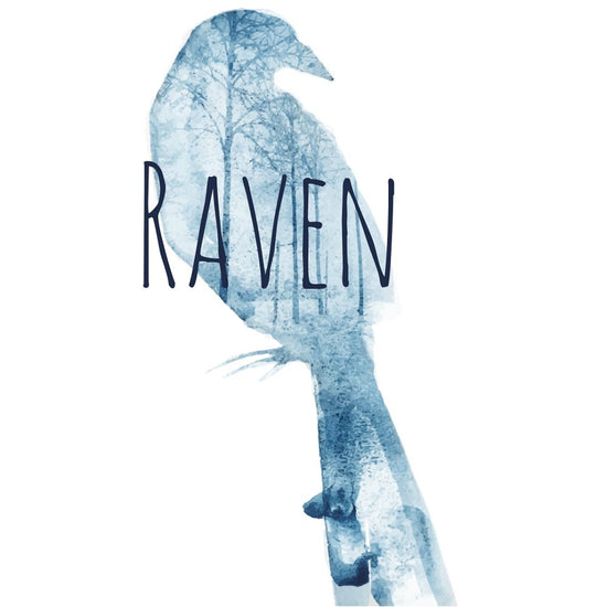 Watercolor Raven Font Fabric Panel