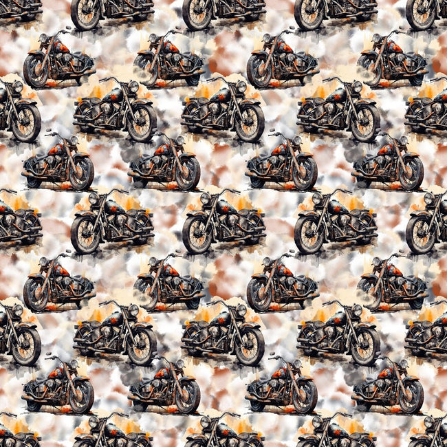 Watercolor Rustic Motorcycle Fabric