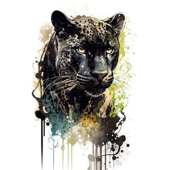 Watercolor Safari Panther Fabric Panel