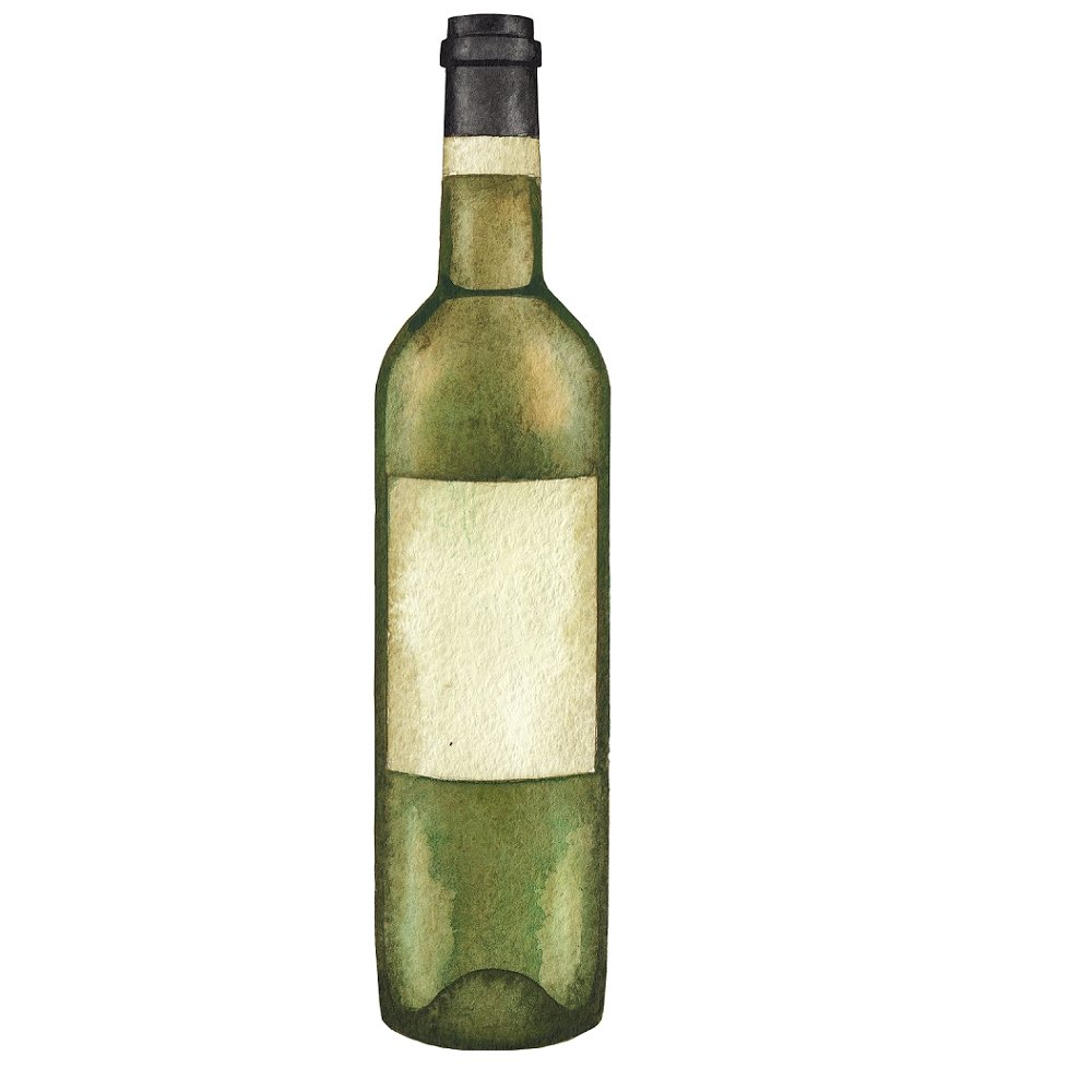 White Wine Bottle Fabric Panel - Variation 1