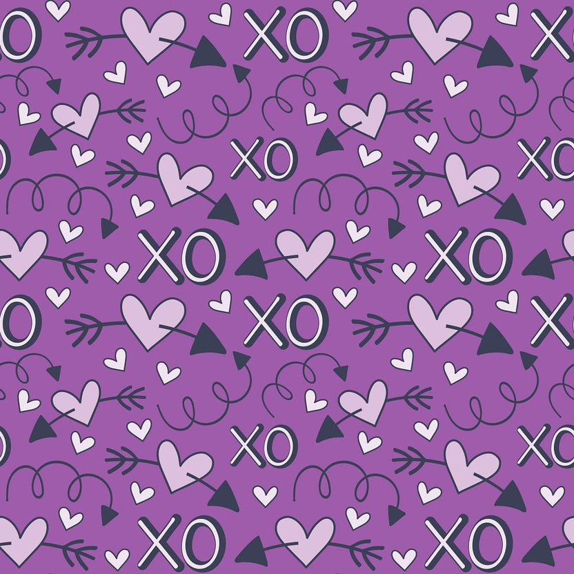 XOXO Hearts Pattern #11 Fabric - Purple
